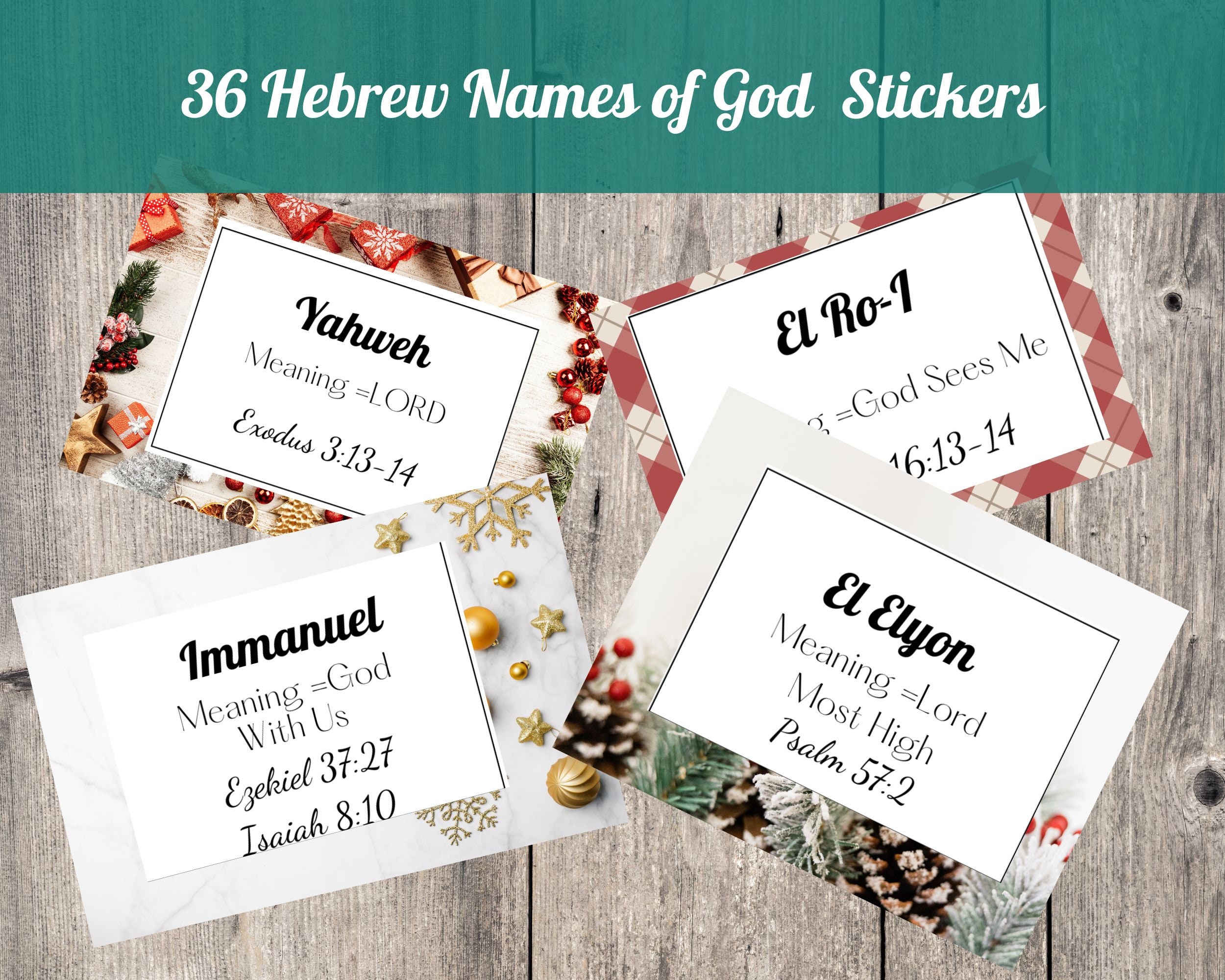 36 Hebrew Names of God 3x5 Stickers, Printable Names of God Stickers ...