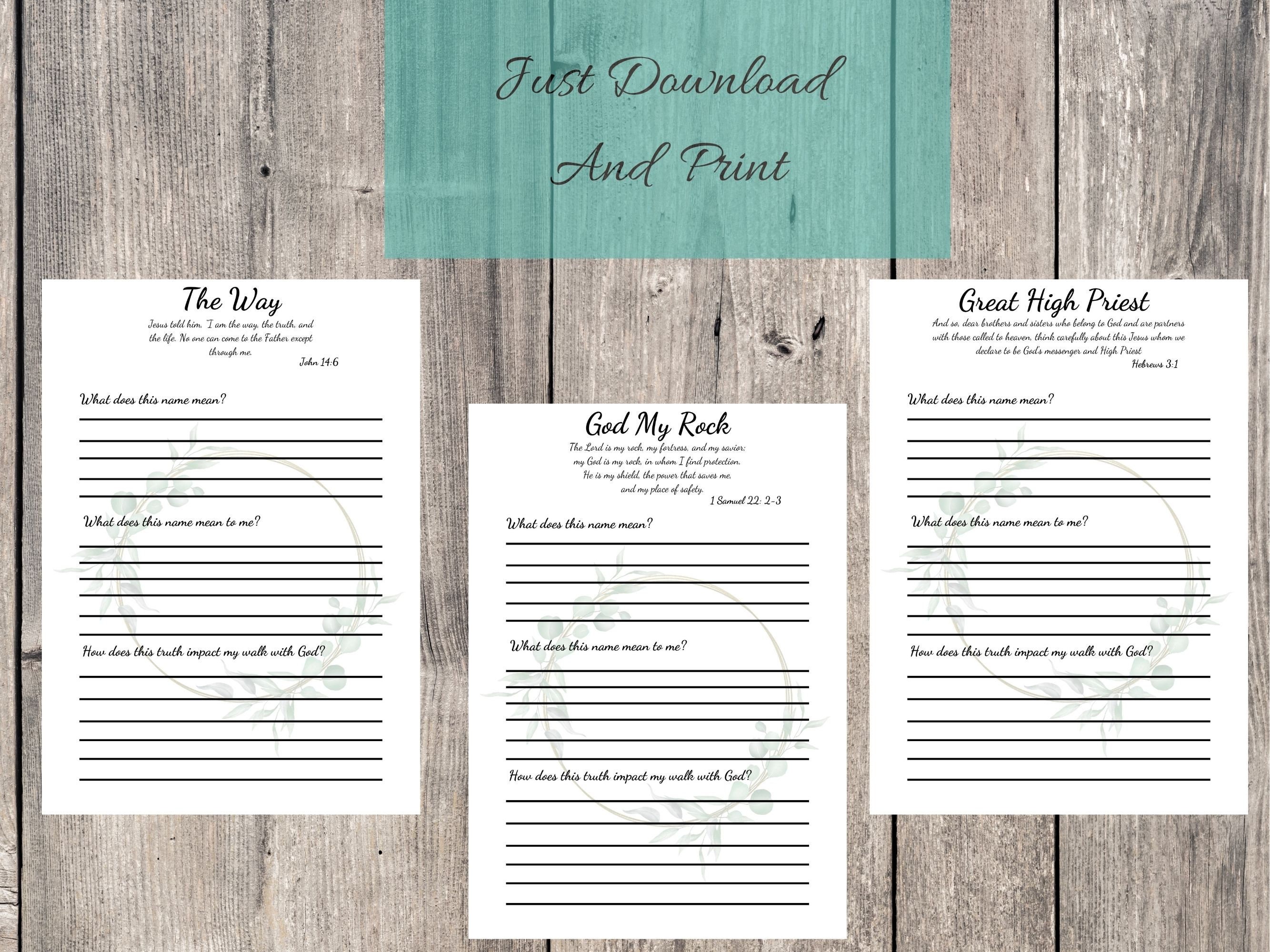 30 Days With the Names and Attributes of God Journal , Printable Bible ...