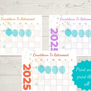 2025 Countdown to Retirement Printable Calendar, Fun Way to Count the ...