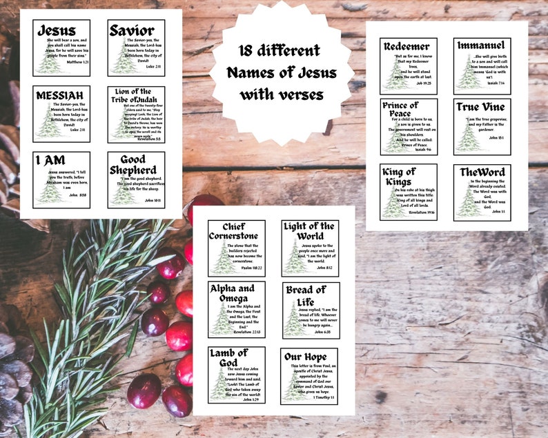 18 Names of Jesus Notecards, Printable Names of Jesus Notecards for ...