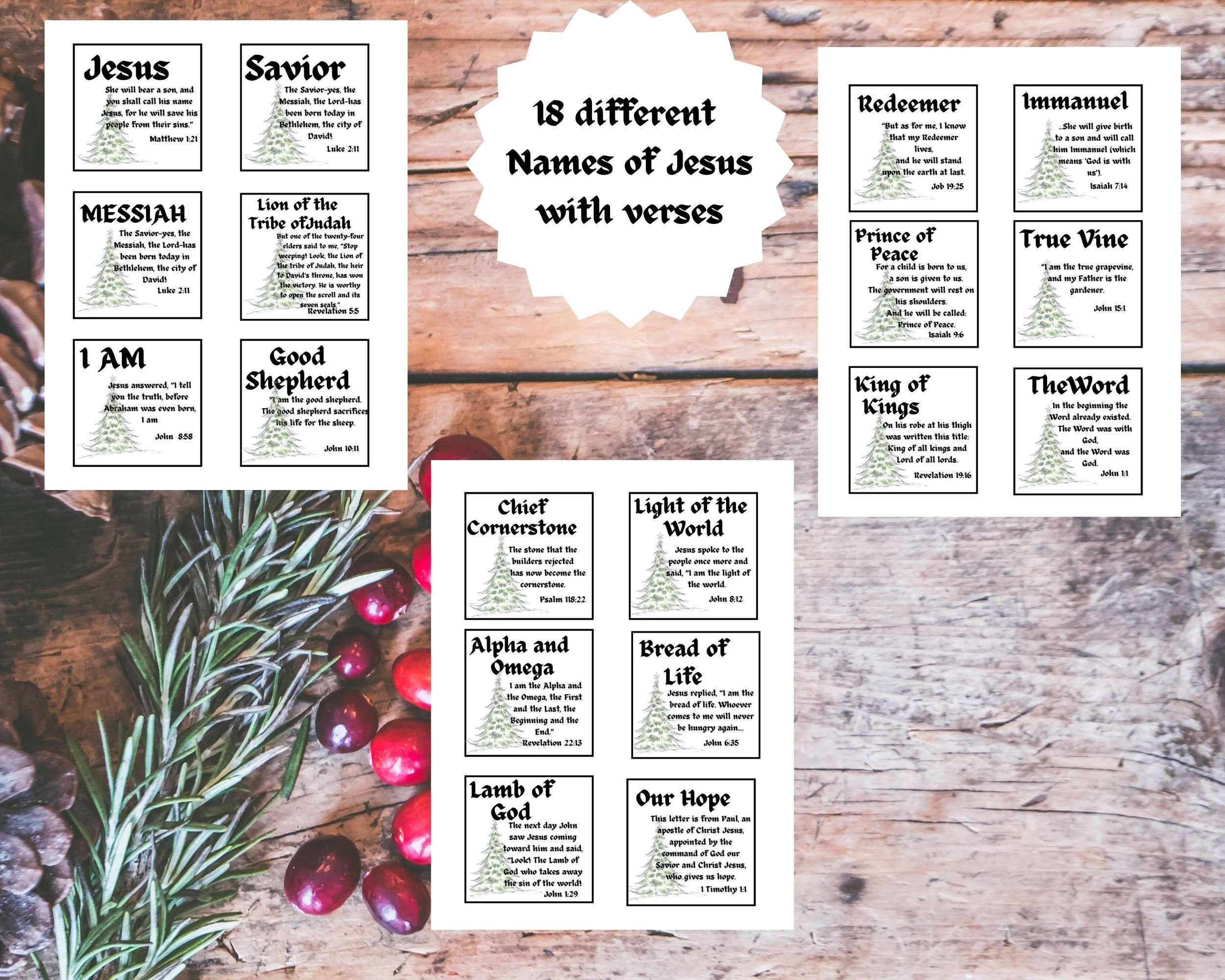 18 Names of Jesus Notecards, Printable Names of Jesus Notecards for ...