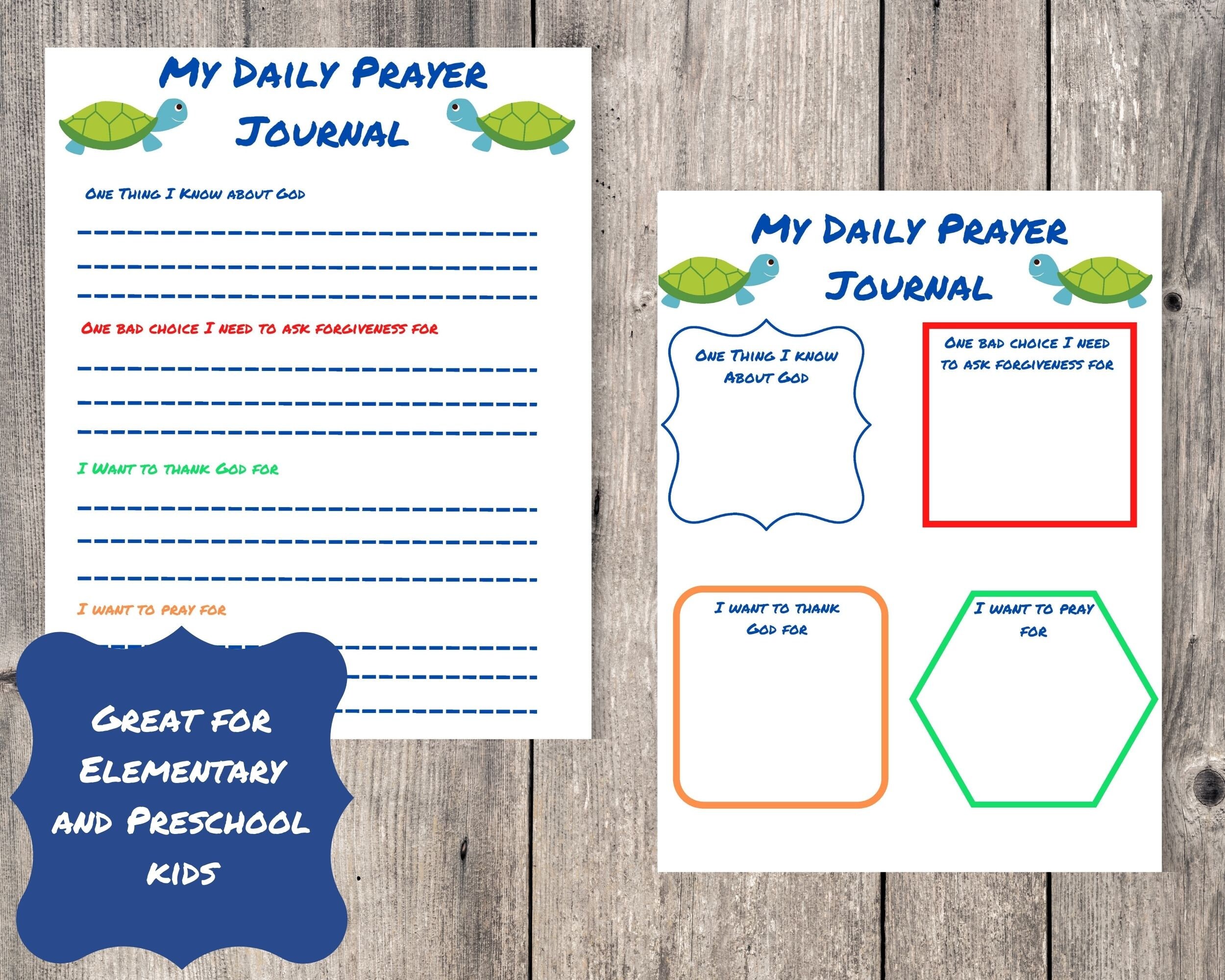 Kids Printable Prayer Journal, Perfect for Elementary and Preschool Age ...