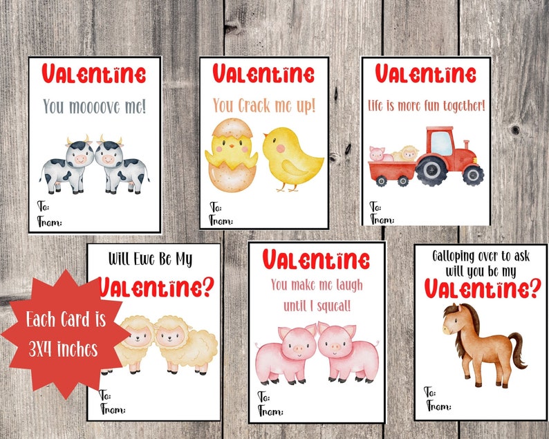 Fun Farm Themed Printable Valentines Cards Are Great for Toddlers, Farm ...