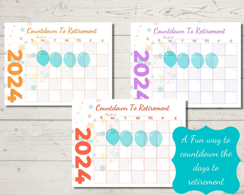2024 Countdown to Retirement Printable Calendar, Fun Way to Count the ...