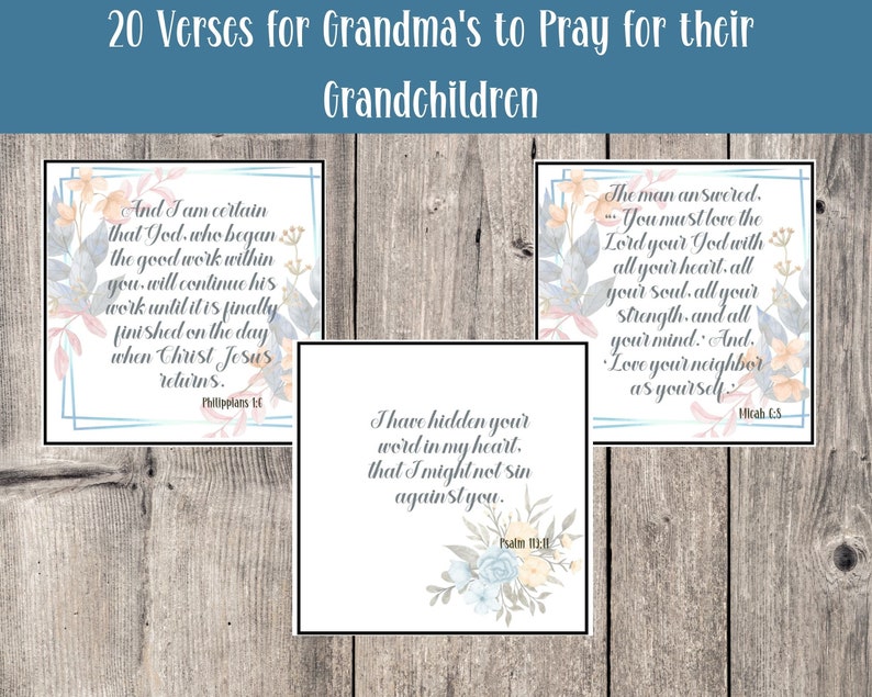 Grandma's Prayer Verse Cards, Floral Scripture, Printable (PDF) - Etsy