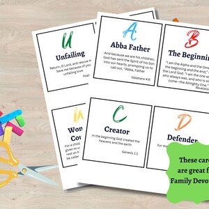 Fun Names and Attributes of God From A-Z Notecards, Printable Scripture ...