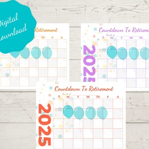 2025 Countdown to Retirement Printable Calendar, Fun Way to Count the ...