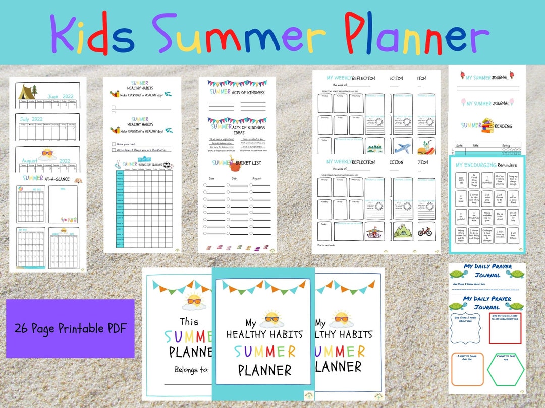 Kids Summer Planner, Printable Planner, Habit Tracker, Prayer Journal ...