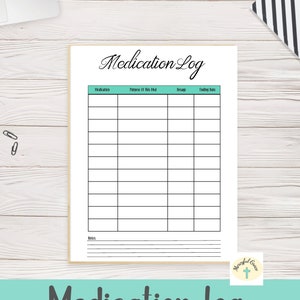 Printable Medication Tracker, Dosage Log (PDF) - Etsy