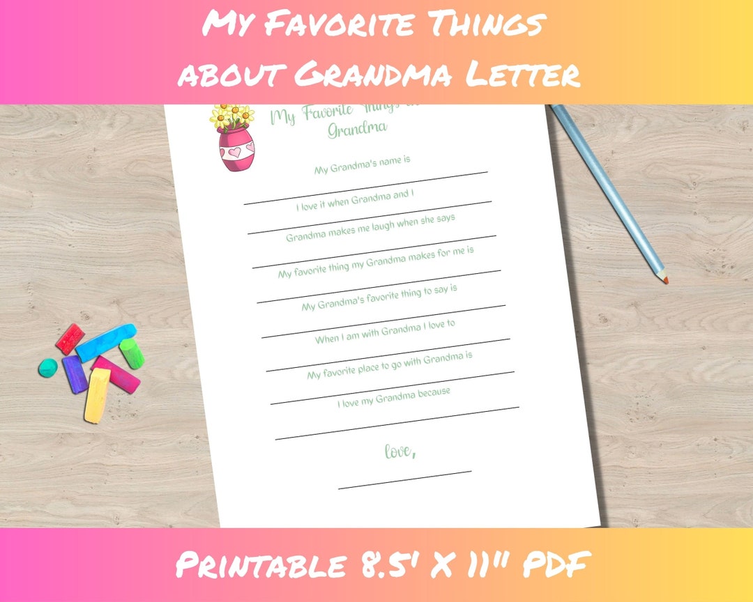 My Favorite Things About Grandma Questionnaire, Printable Mother's Day ...