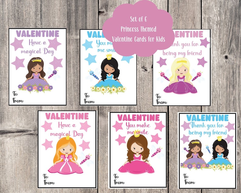 Cute Princess Themed Printable Valentines Cards for Your - Etsy
