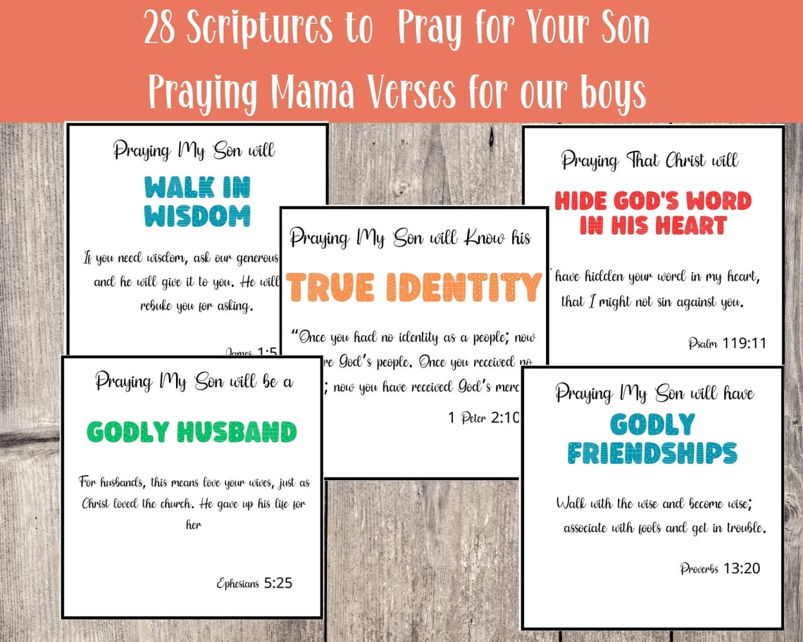 Bible Verse Cards to Pray for My Son , Printable Bible Verse Cards for ...