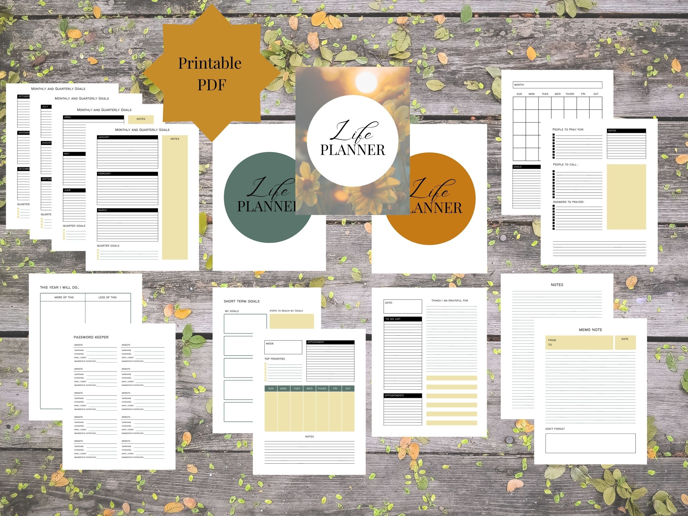 Printable Life Planner, Daily Weekly Monthly, Goal Pages (PDF) - Etsy