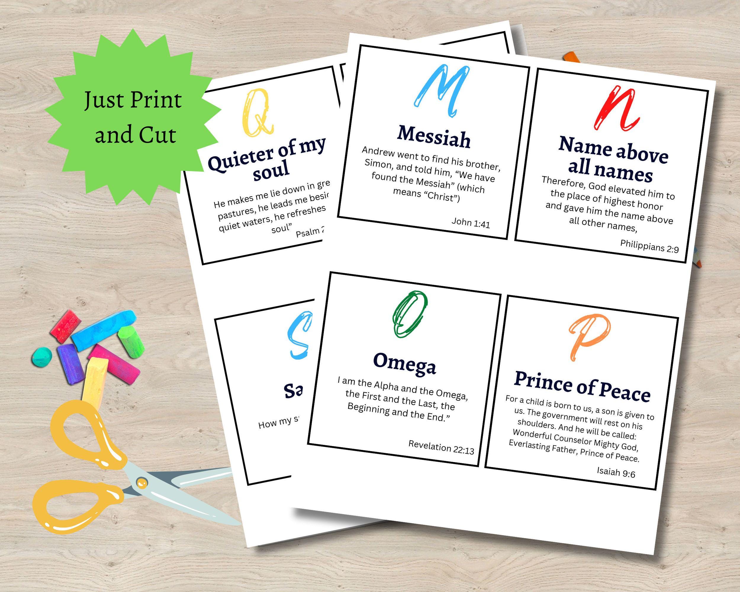 Fun Names and Attributes of God From A-Z Notecards, Printable Scripture ...