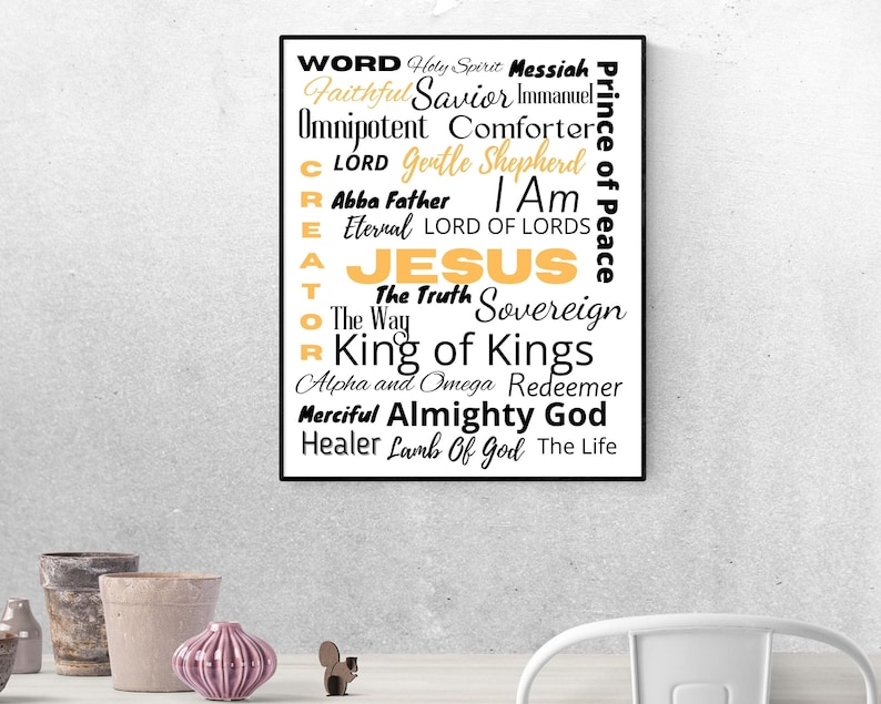 Names of God Word Art, Printable 8x10 Names and Attributes of God ...