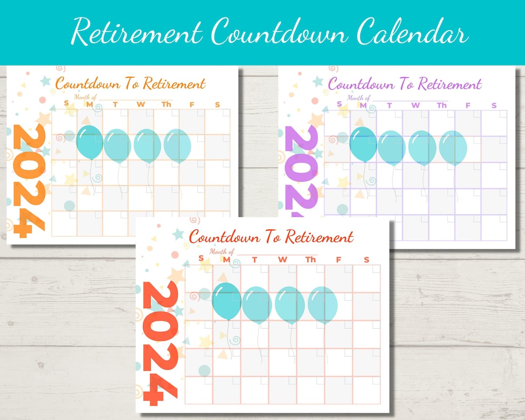2024 Countdown to Retirement Printable Calendar, Fun Way to Count the ...