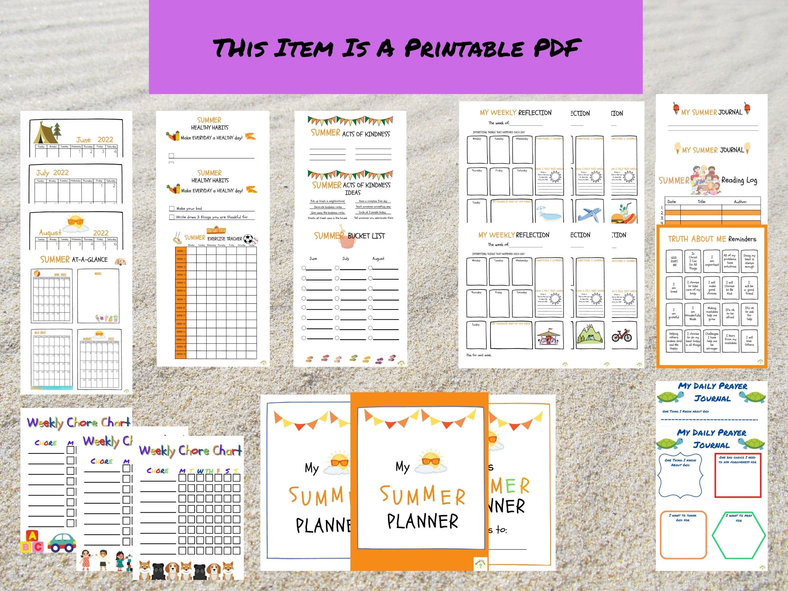 Kids Summer Planner, Printable Activity Pages (PDF Download) - Etsy