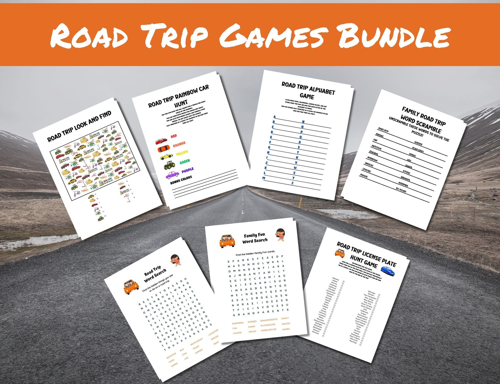 Road Trip Games Bundle, Printable Road Trip Games, Fun Games for Kids ...