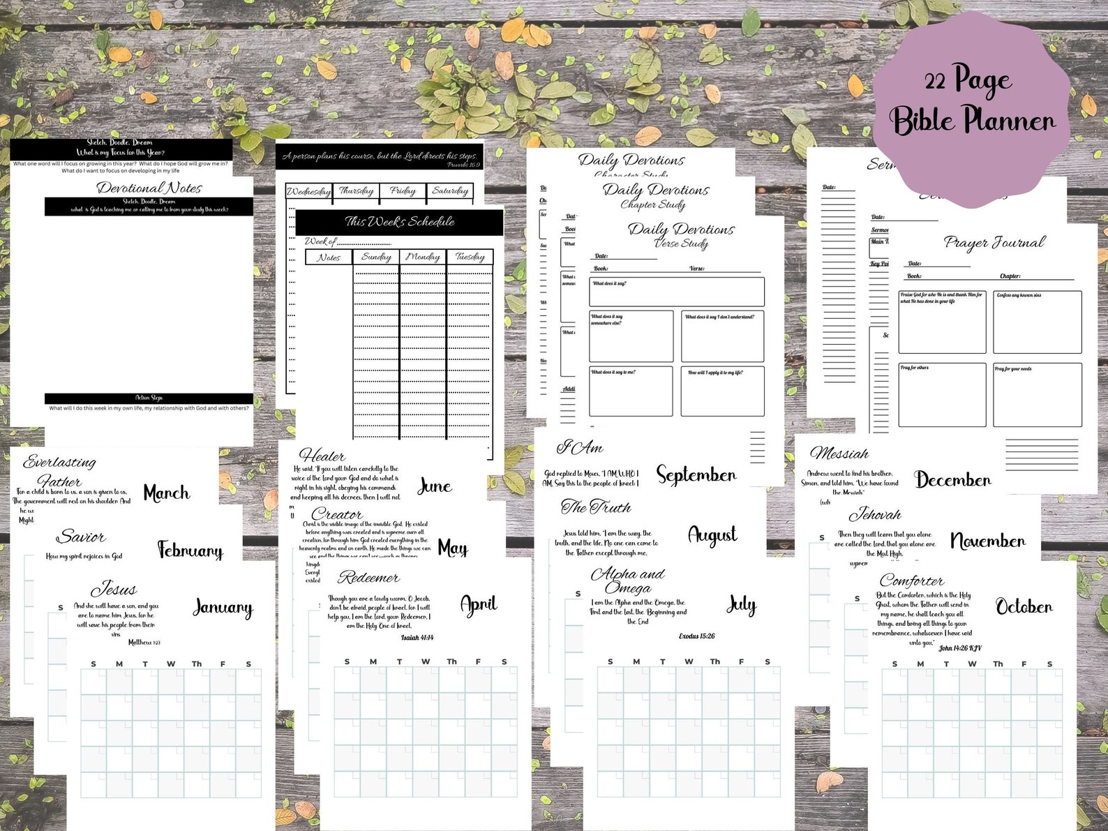 Great Printable Bible Study Planner Contains Names of God Monthly ...
