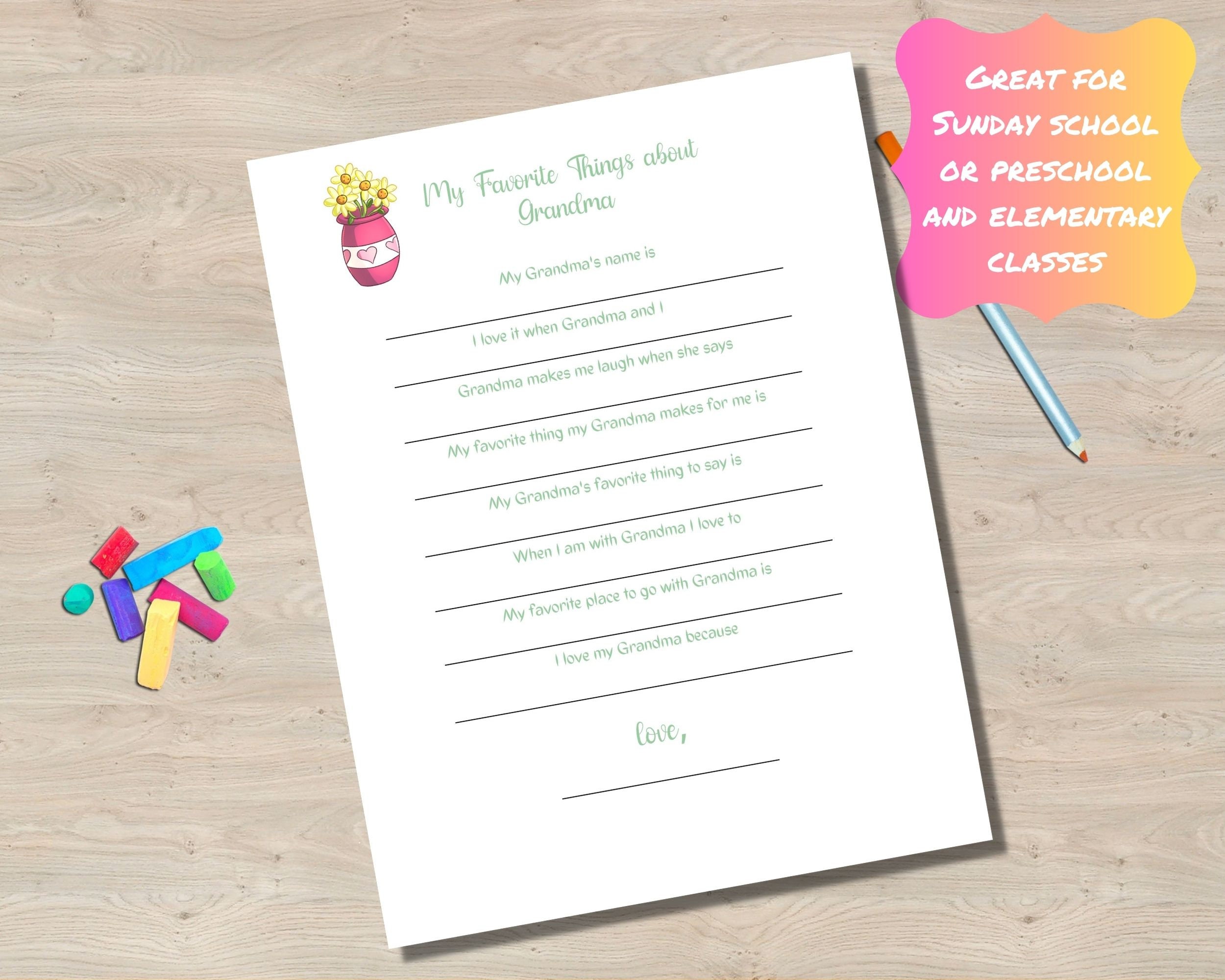 Grandma Questionnaire, Printable Gift, Mother's Day, Grandparents Day ...
