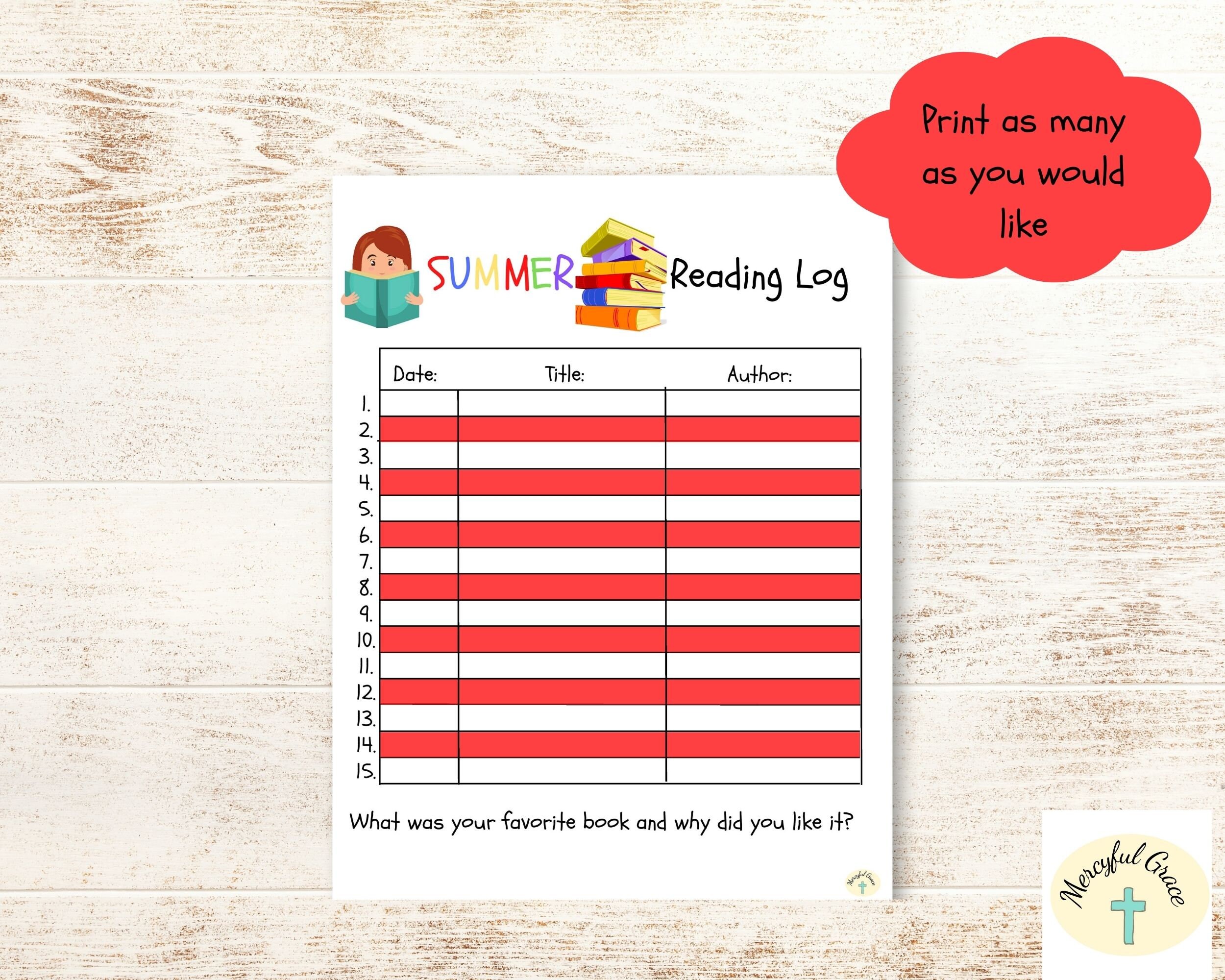 Colorful Reading Log, Printable Summer Fun for the Kids. Summer Reading ...
