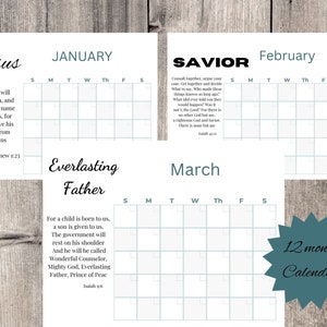 Names of God Calendar, Scripture Verse Printable (PDF Download) - Etsy