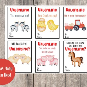 Fun Farm Themed Printable Valentines Cards Are Great for Toddlers, Farm ...