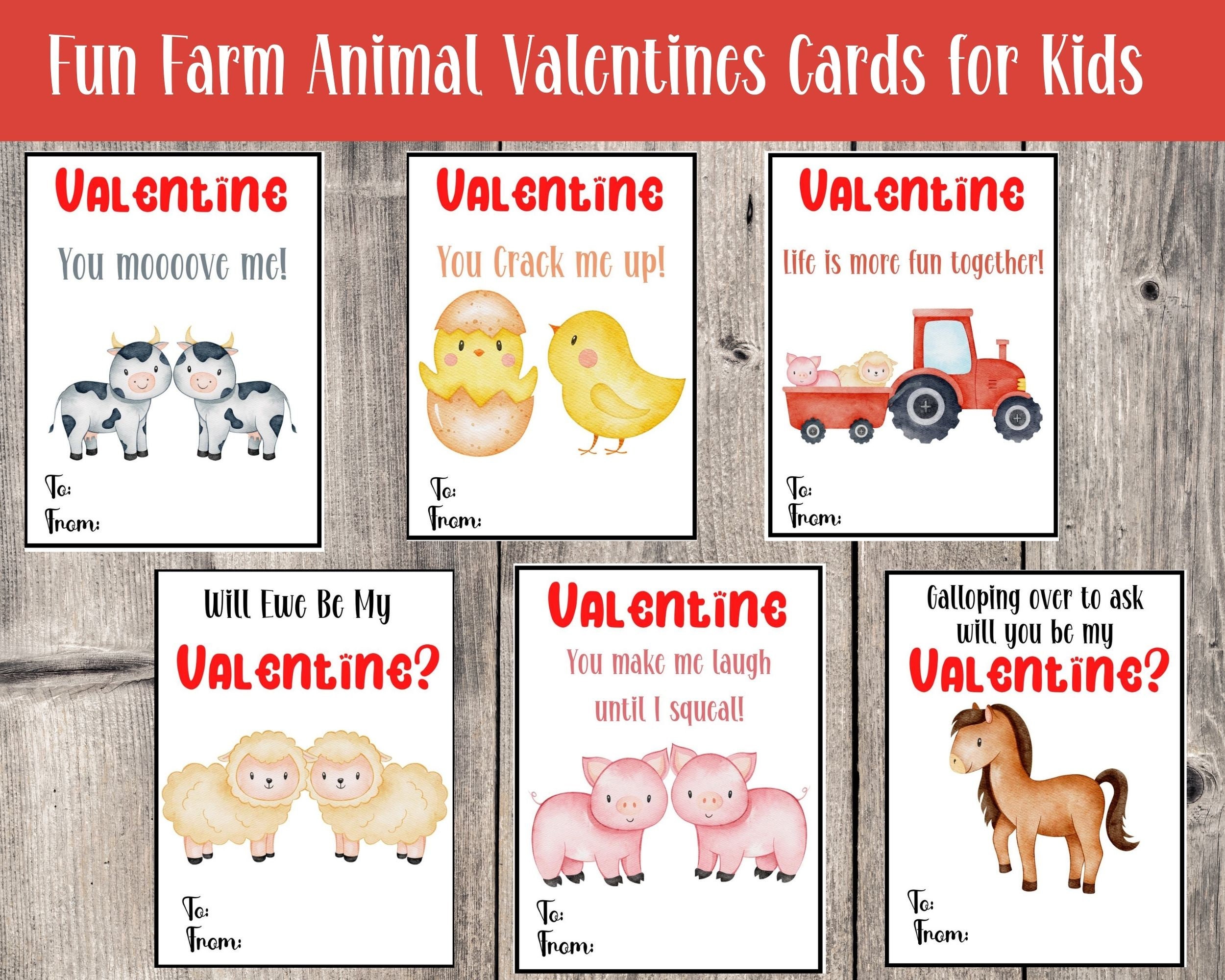 Fun Farm Themed Printable Valentines Cards Are Great for Toddlers, Farm ...
