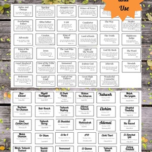 Names of God 3x5 Notecards Bundle, Printable 35 Names of God Notecards ...