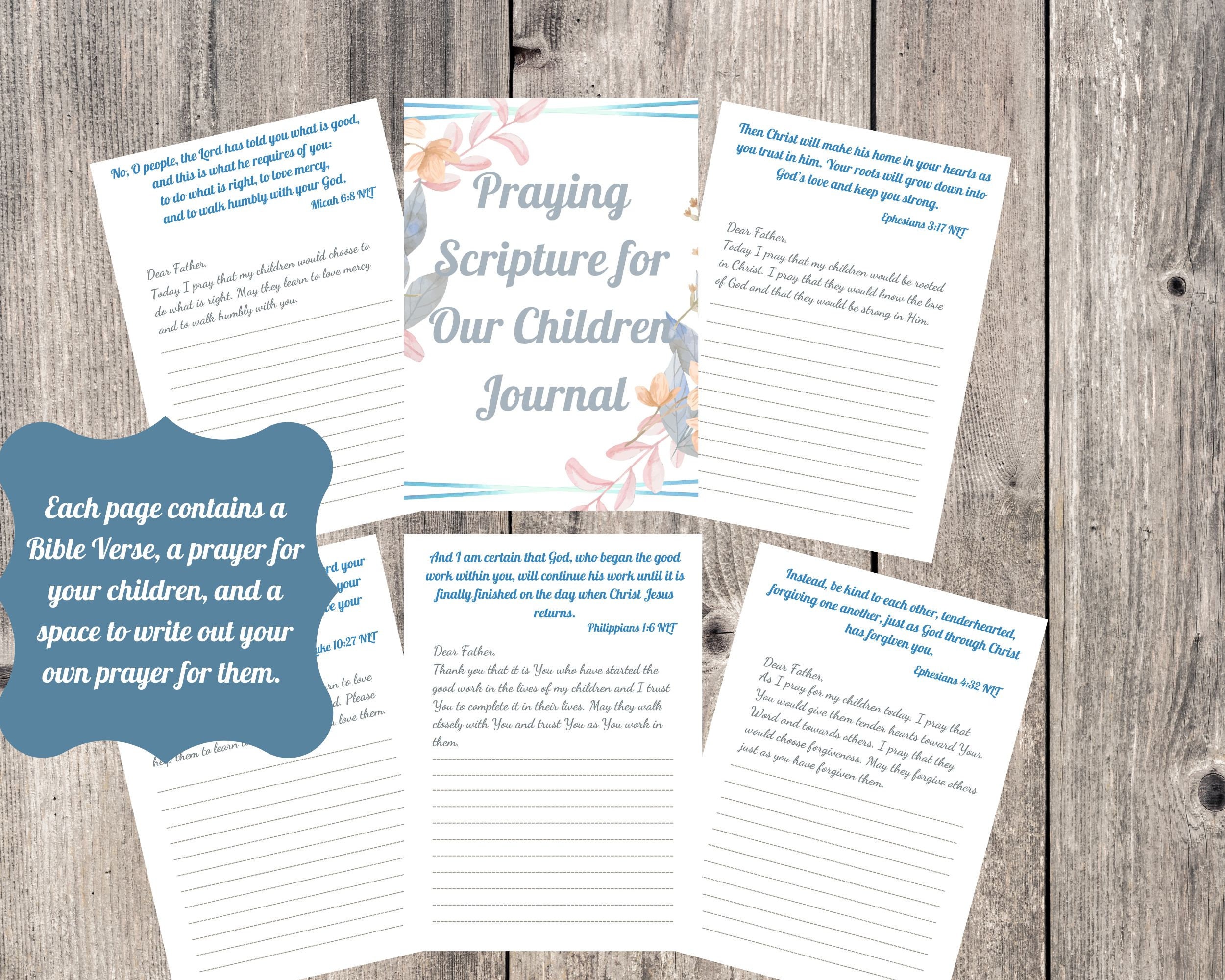 Prayer Journal for Moms, Printable Praying Scripture for Our Children ...