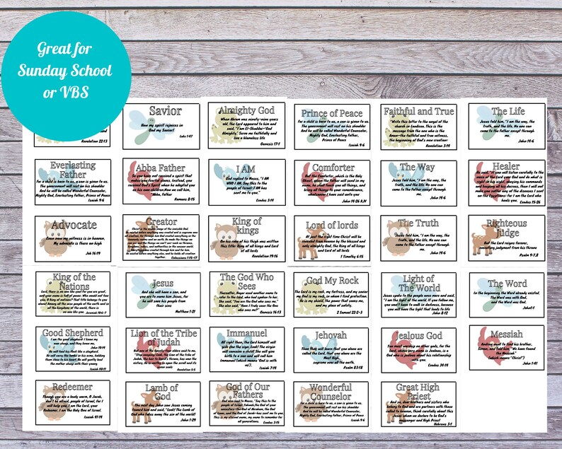 35 Names and Attributes of God for Kids3x5 Notecards, Printable ...