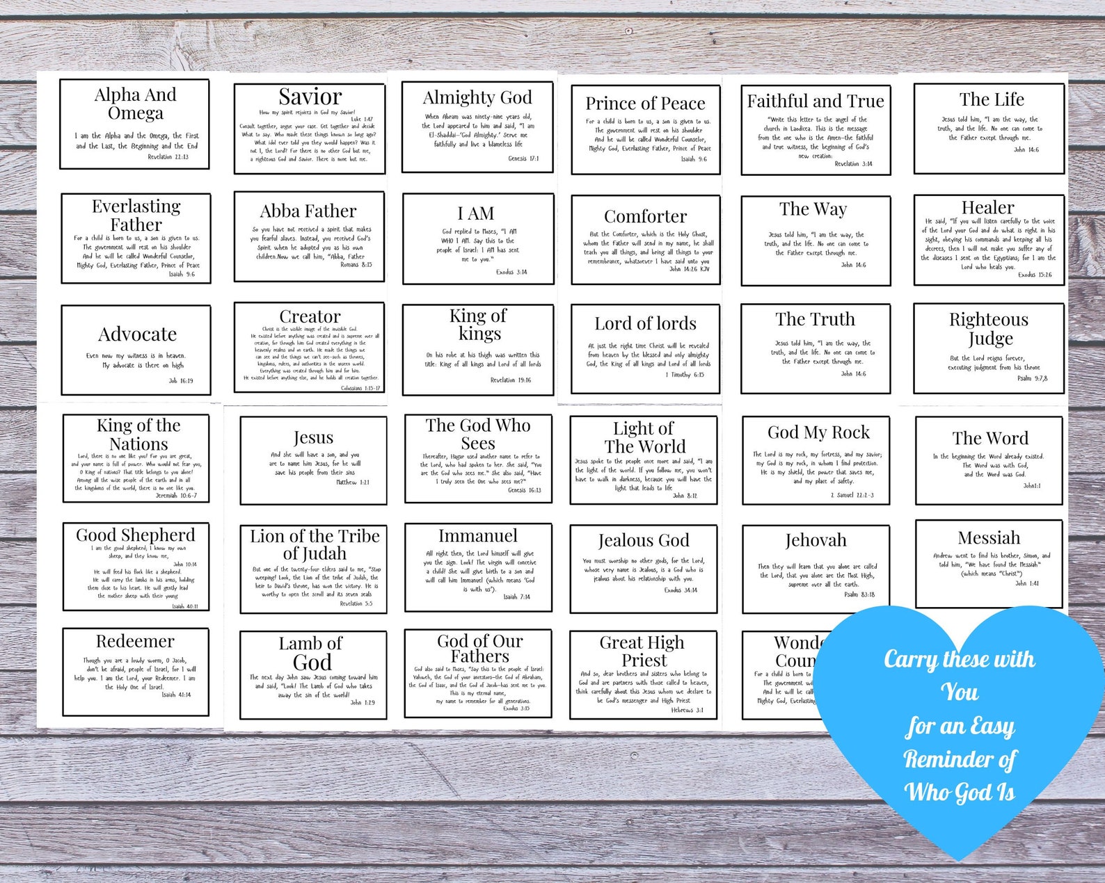35 Names and Attributes of God 3x5 Notecards Printable - Etsy