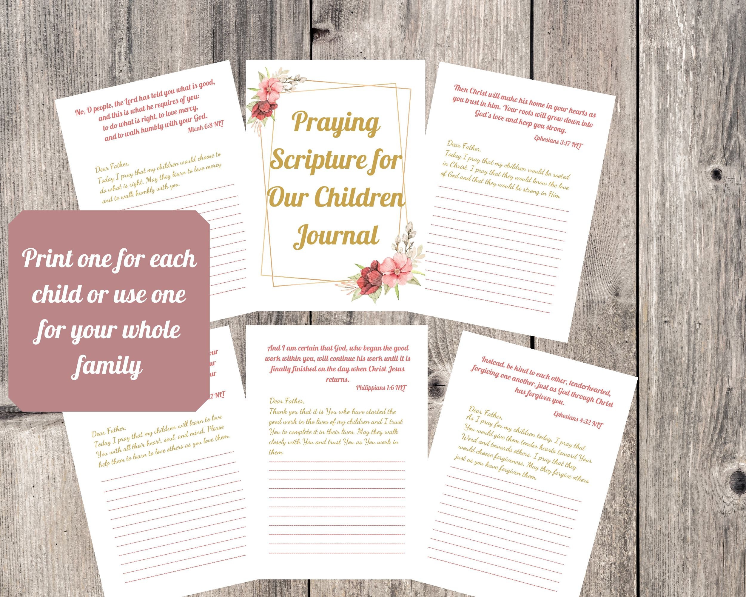 Prayer Journal for Moms, Scripture Prayers for Children (printable PDF ...