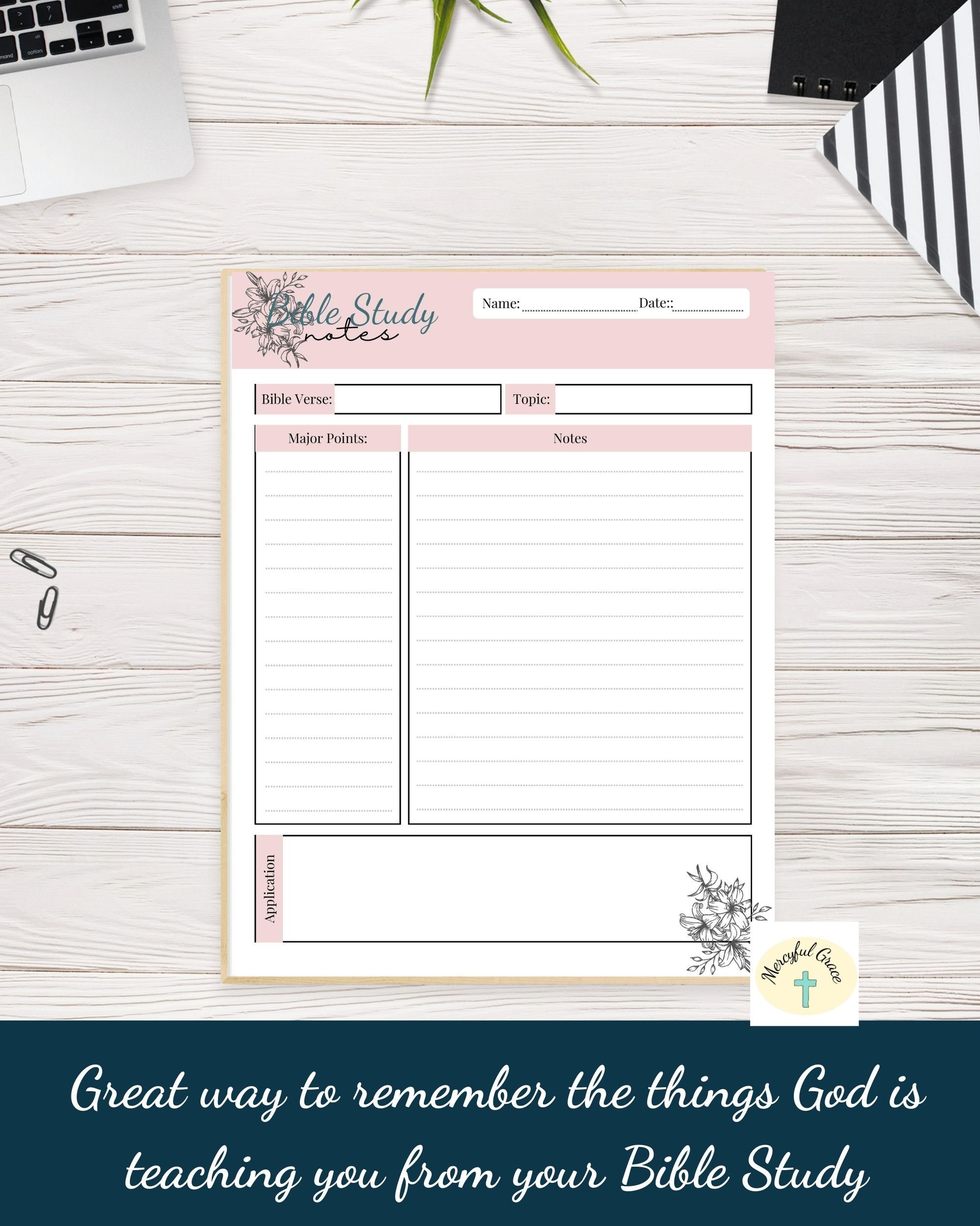 Pink Bible Study Notes Page. Printable Note Pages for Individual or ...