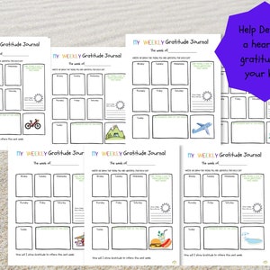 Kids Weekly Gratitude Journal, Printable Gratitude Journal, 7 Different ...