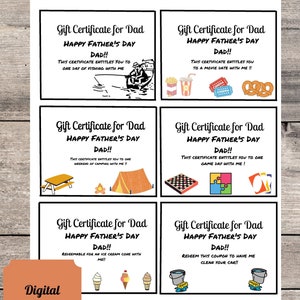 Father's Day Gift Certificates, Activities for Dad and Kids (printable ...