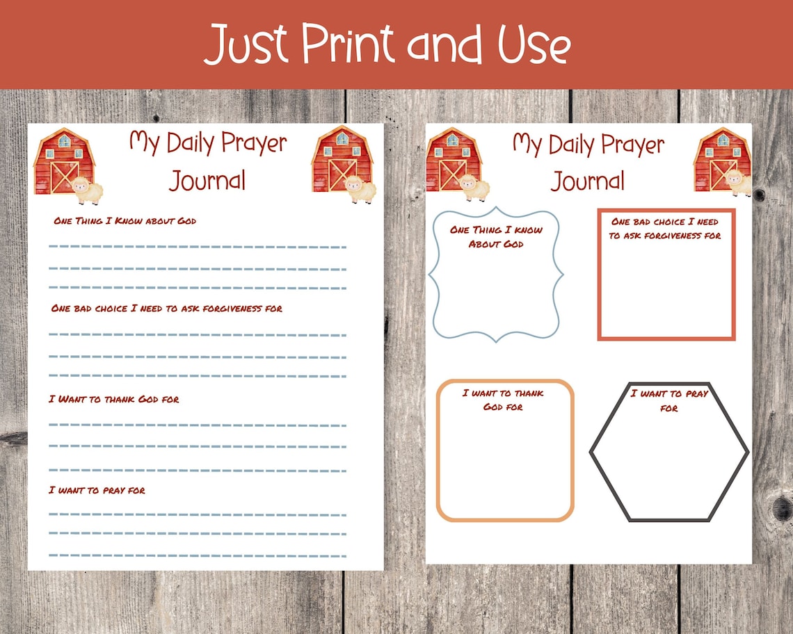 Kids Printable Prayer Journal, Perfect for Elementary and Preschool Age ...