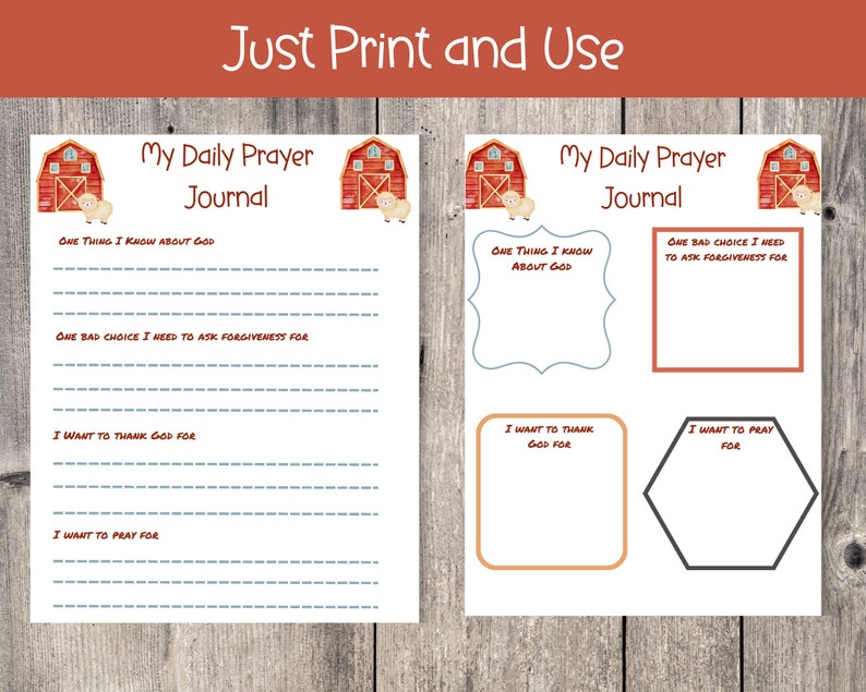 Farm Kids Prayer Journal, Printable Devotions (PDF) - Etsy
