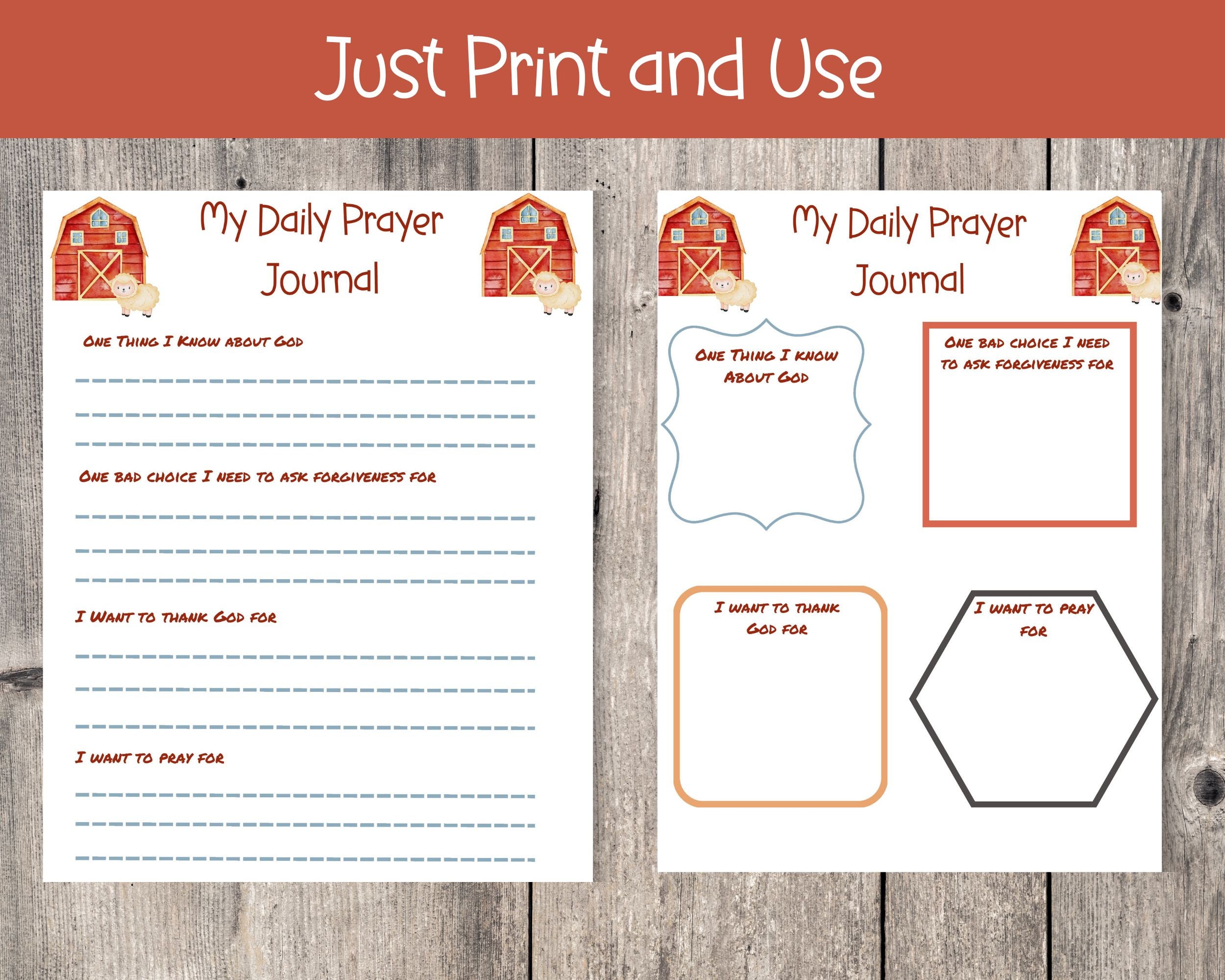 Farm Kids Prayer Journal, Printable Devotions (PDF) - Etsy