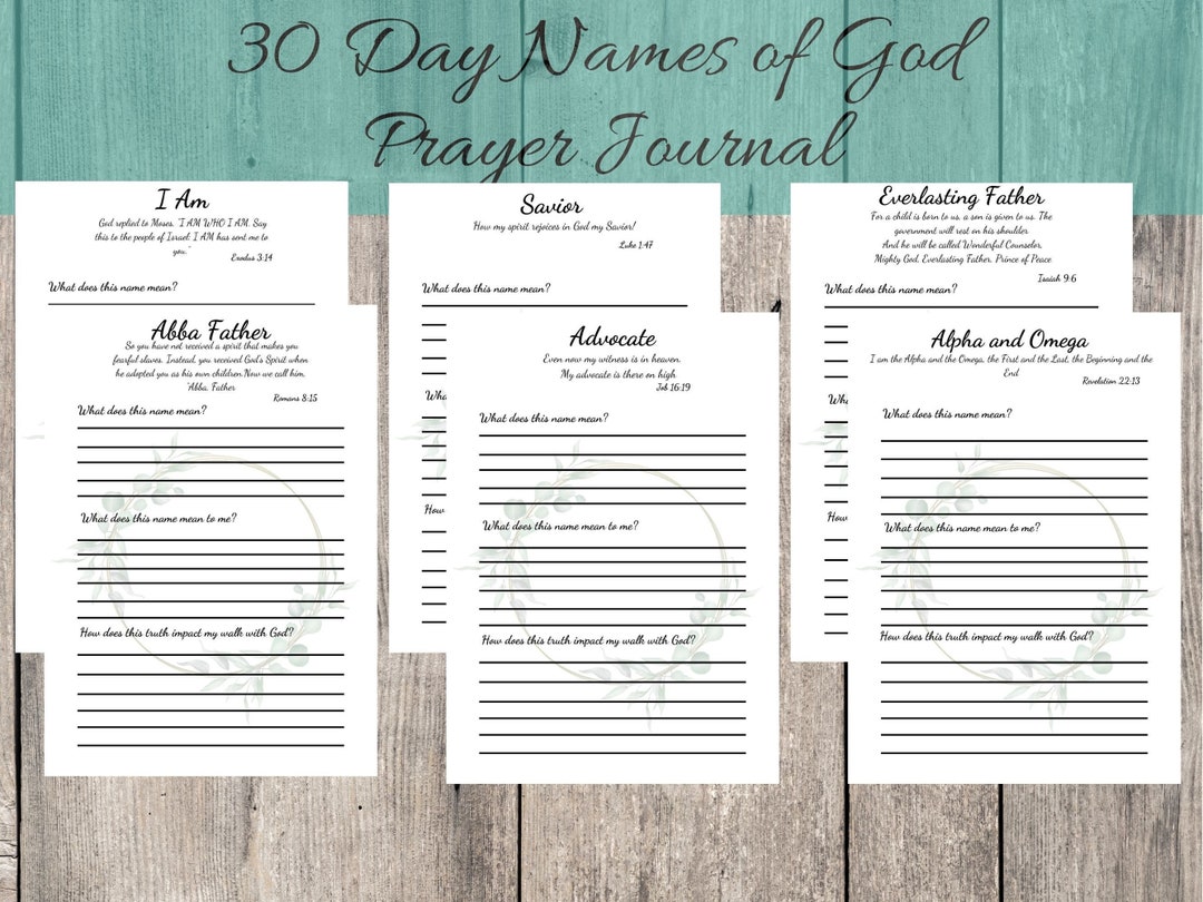 30 Days With the Names and Attributes of God Journal , Printable Bible ...