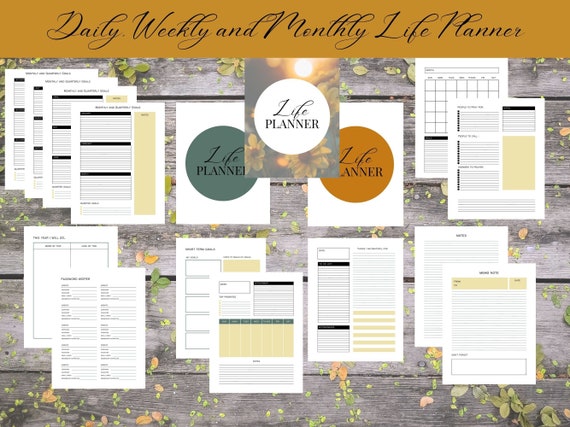 Life Planner Printable With 3 Different Cover Page Options. | Etsy