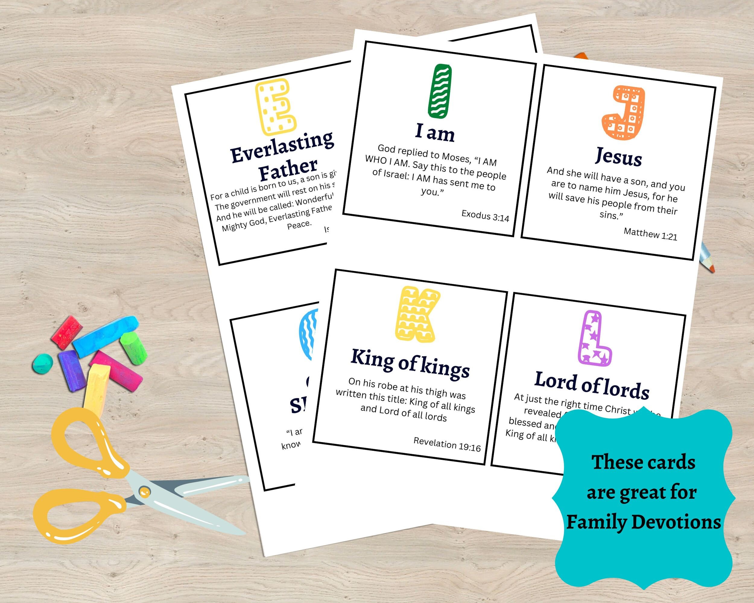 Names and Attributes of God From A-Z for Kids Notecards, Printable ...