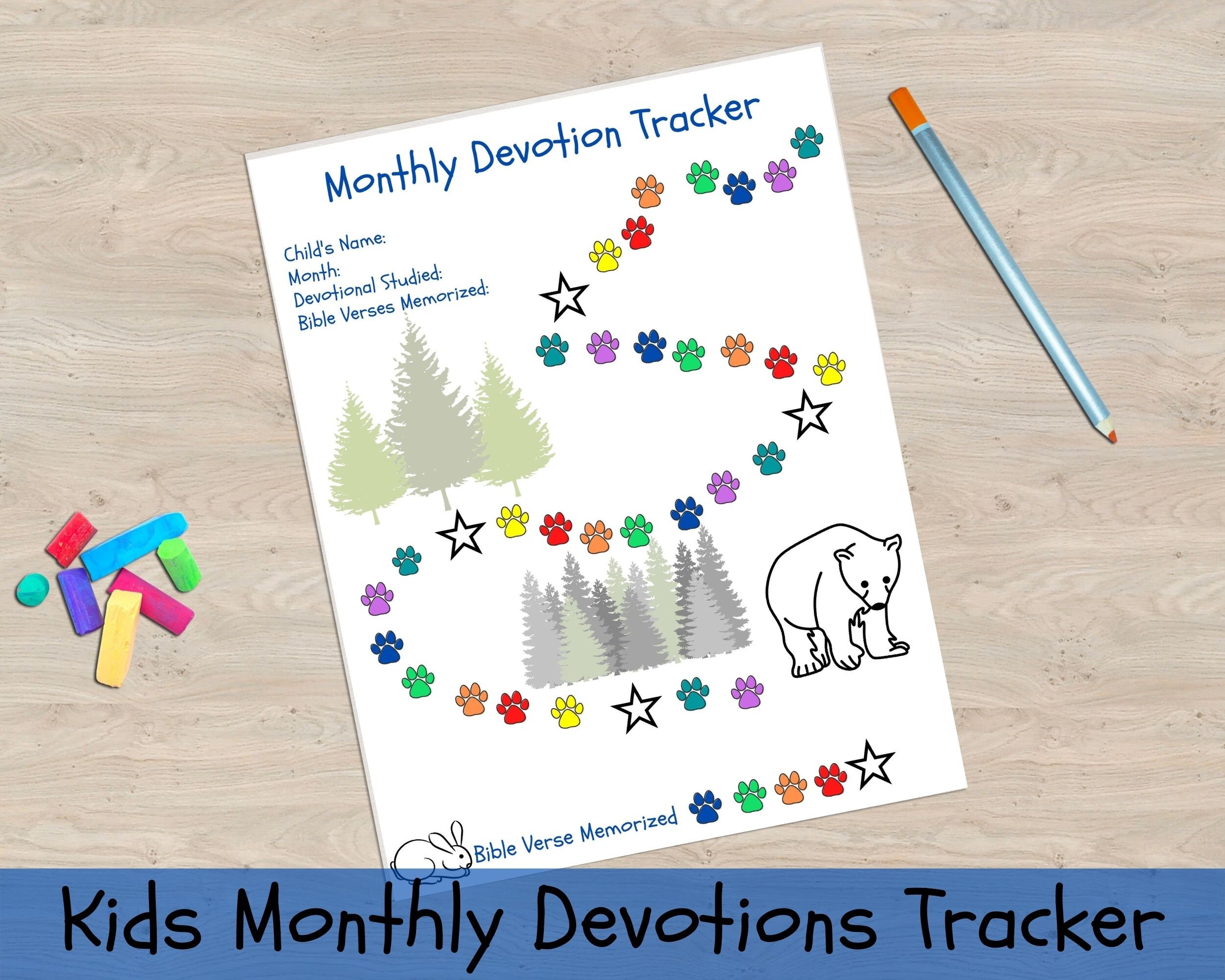 Fun Monthly Devotions Tracker, Printable Devotion and Memory Verse ...