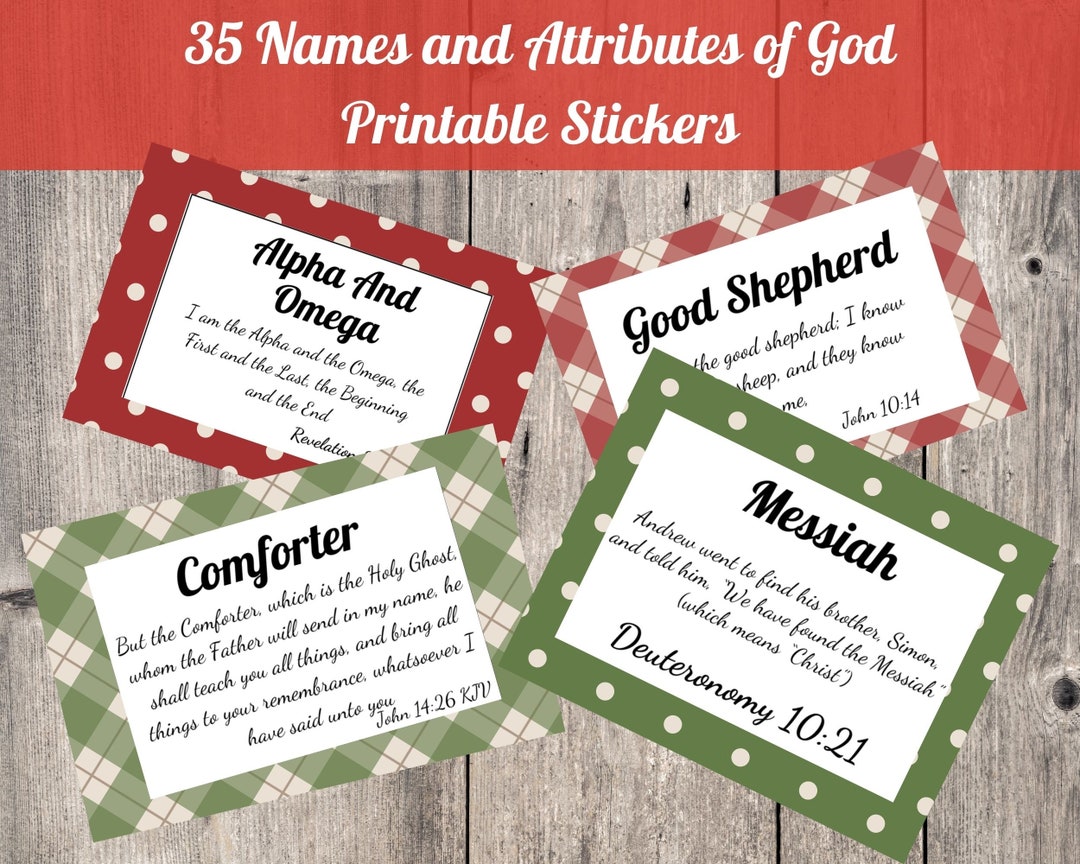 35 Names of God 3x5 Stickers, Printable Names of God Stickers ...