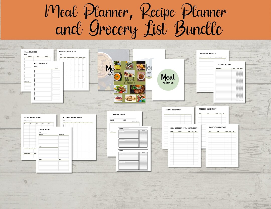 Meal Planner Bundle, Printable Daily, Weekly, Monthly Meal Planner ...