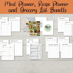Meal Planner Bundle, Printable Daily, Weekly, Monthly Meal Planner ...