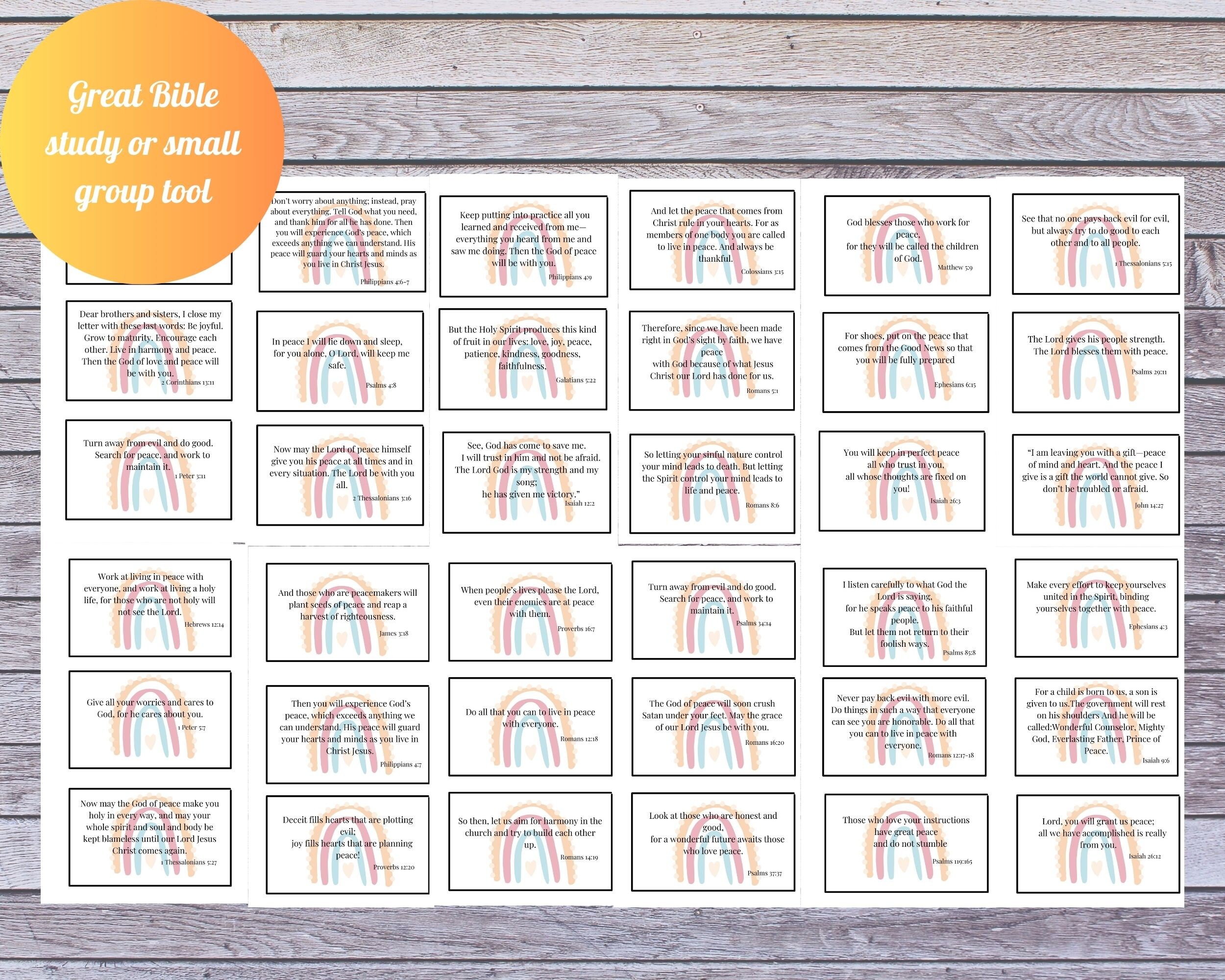 Rainbow Peace Bible Verse Cards, Scripture Notecards (digital Download ...