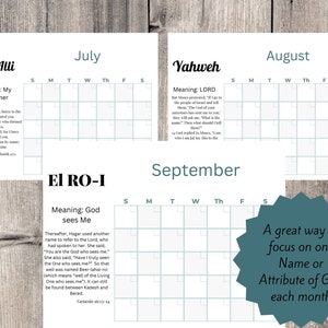 Hebrew Names of God Calendar, Printable 12 Month Calendar, Each Month ...
