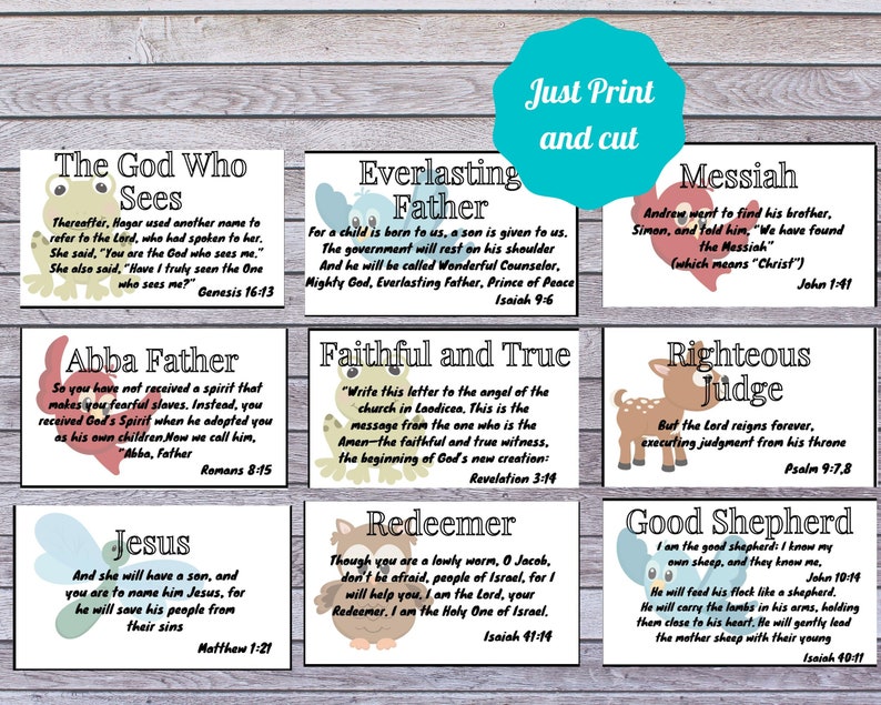 35 Names and Attributes of God for Kids3x5 Notecards, Printable ...