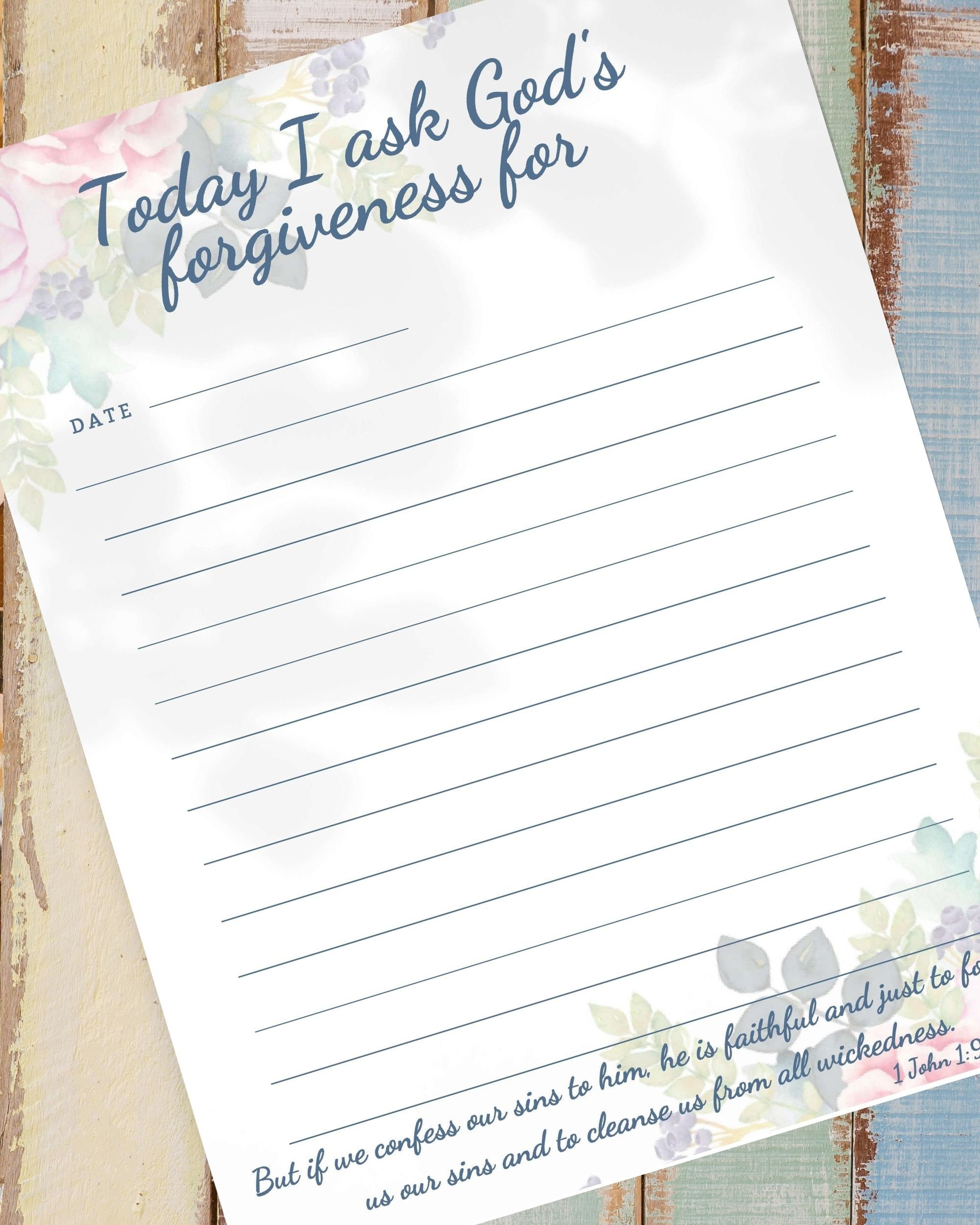 Women's Printable Prayer Journal, Multiple Paged Prayer Journal, Floral ...